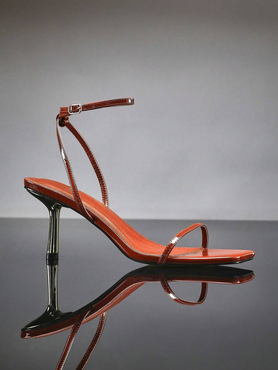 SHUZIA New Fashionable Camel Color Wrap Around Ankle Strap Square Toe ...