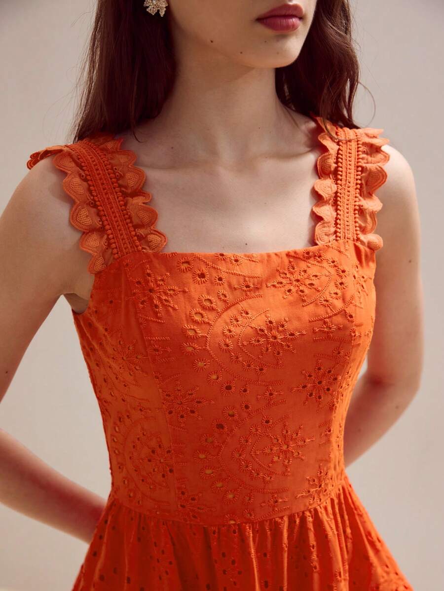 MOTF STUDIO EYELET EMBROIDERY TIERED LAYER MAXI DRESS | SHEIN USA