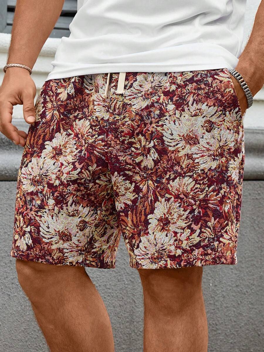 ResortEase Plus Size Men's Summer Vacation Floral Print Angled Pocket ...