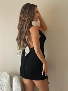SHEIN ICON Bodycon Halter Backless Design Sexy Backless Mini Dress ...