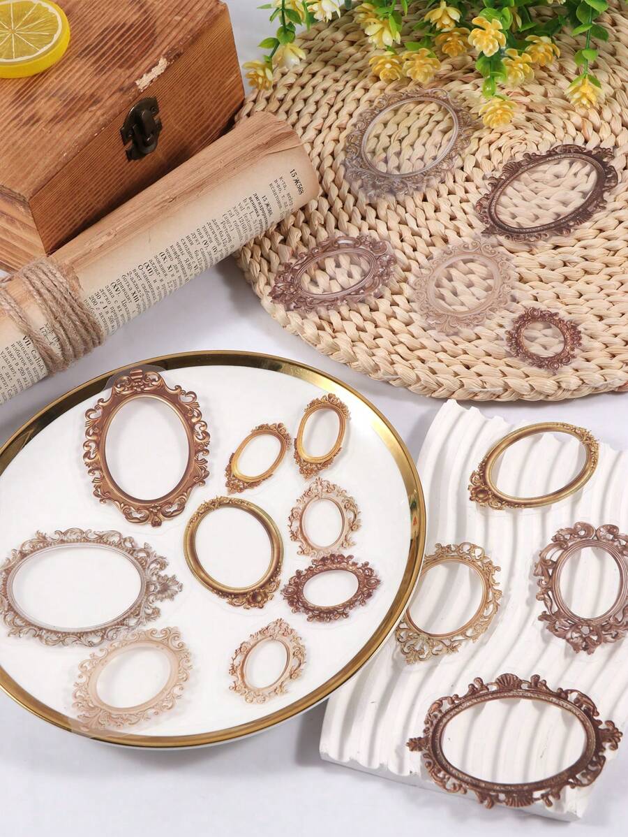 SHEIN 20pcs/Set Vintage Classic Photo Frame Collage PET Stickers DIY ...