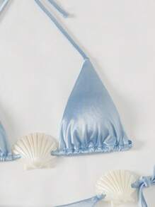 Swim SXY Women's New Fashion Sexy Glossy Nylon Fabric Triangle Halter ...