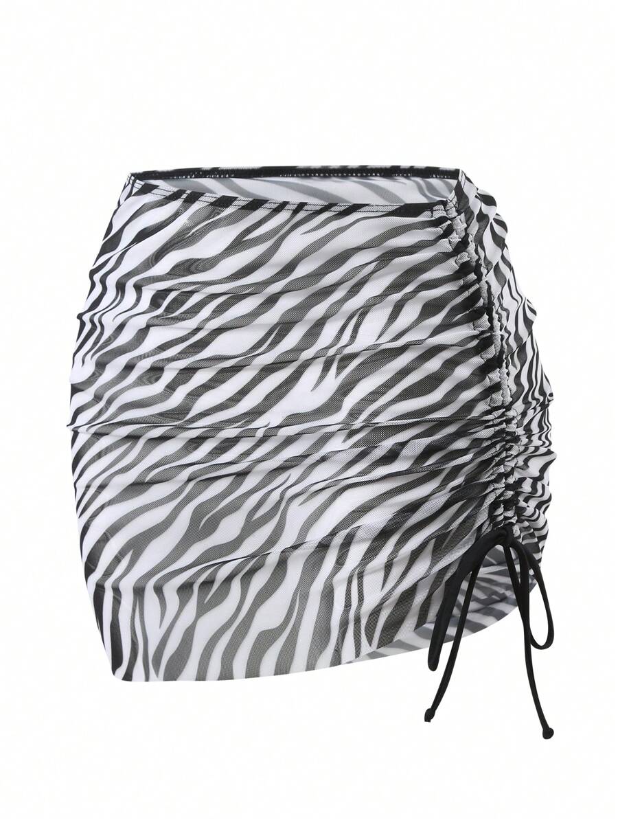 Swim Vcay Women's Zebra Print Drawstring Cover Up Skirt, Random Printed ...