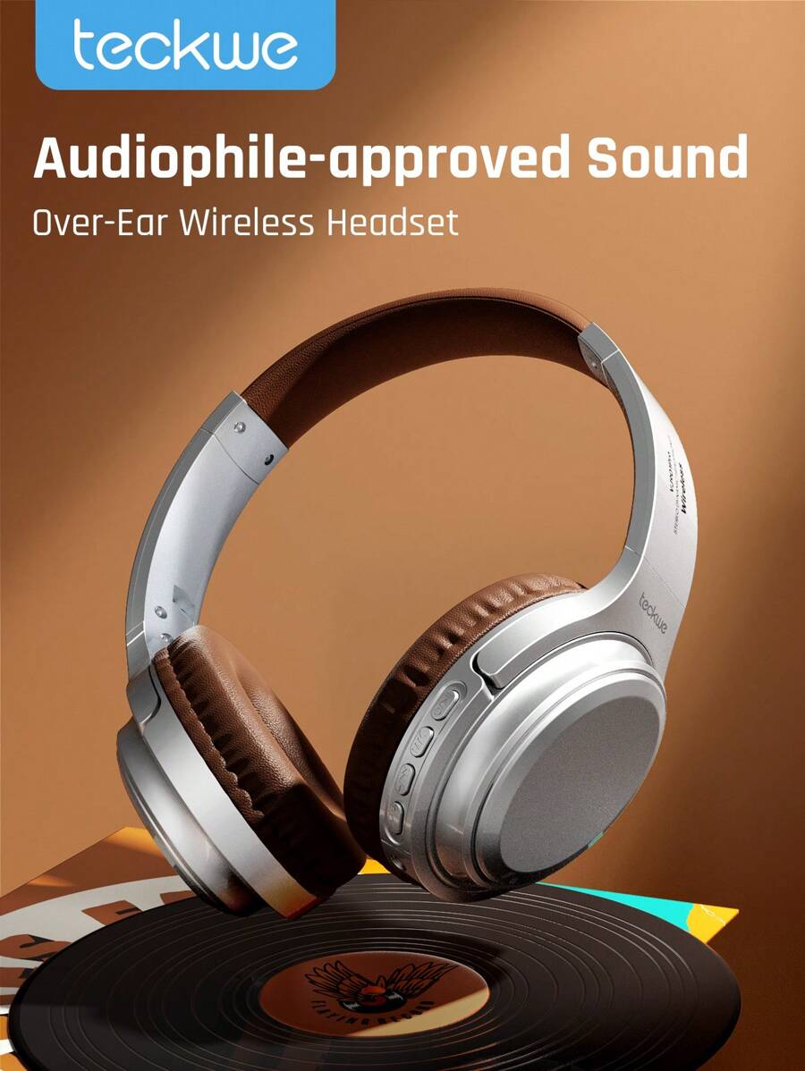 Teckwe Wireless Headset HIFI Sound Retro Over-Ear Headphones Wireless ...