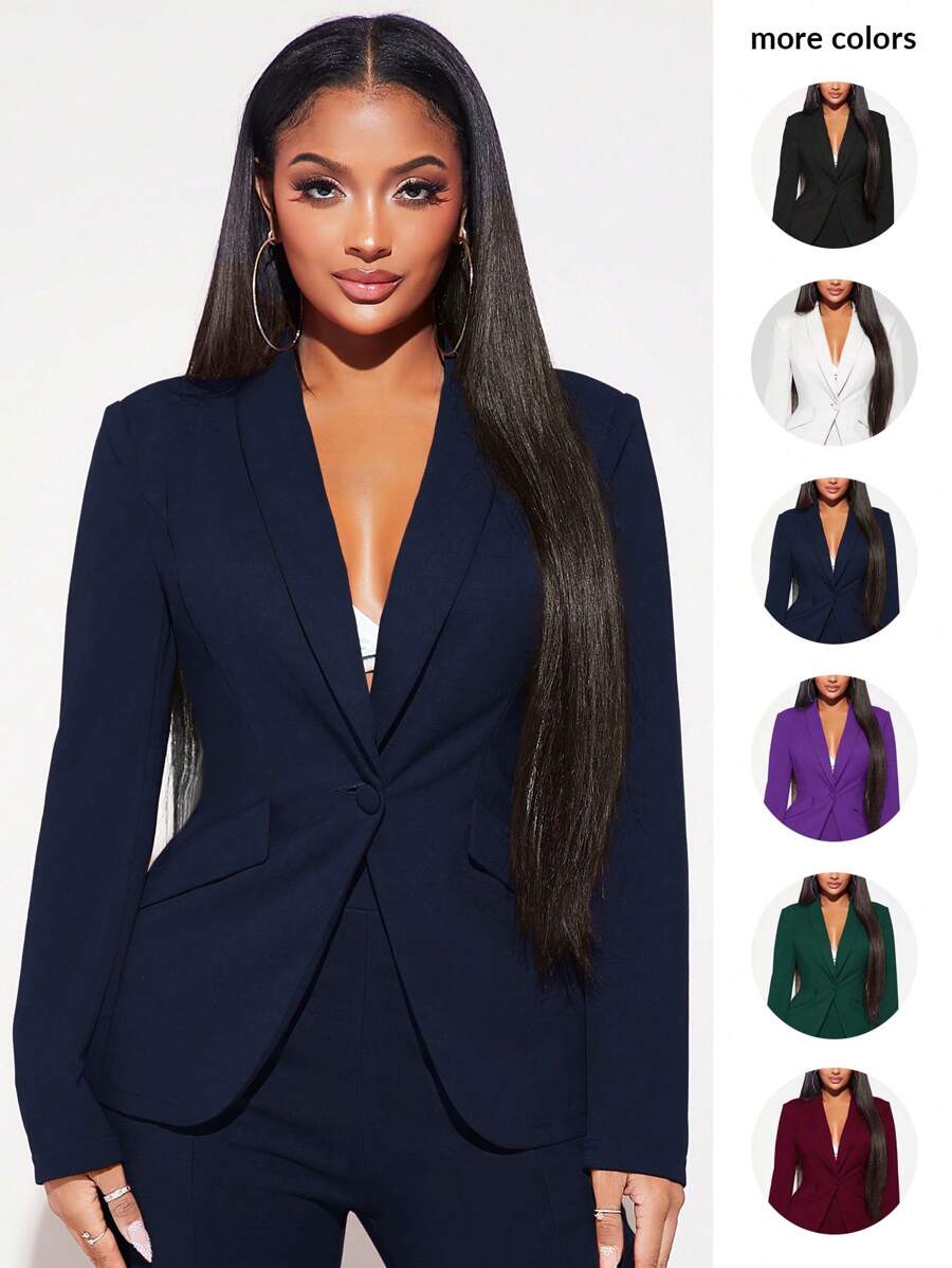 SHEIN SXY Shawl Collar Single Button Blazer In Fall/Winter | SHEIN USA