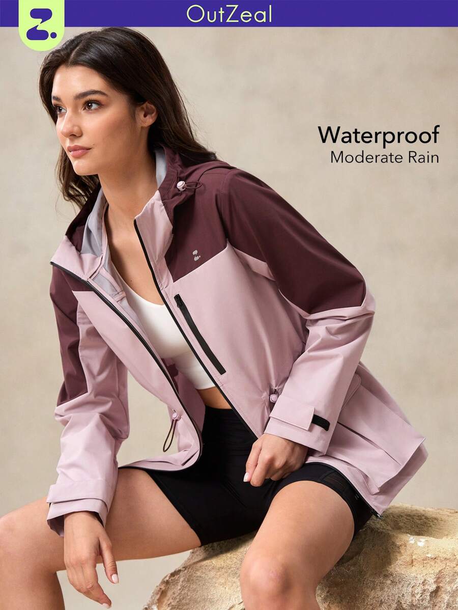 OutZeal WaterProof WindProof Lightweight Breathable 3L Tech Fabric Hiking Rain Jacket Outdoor ...