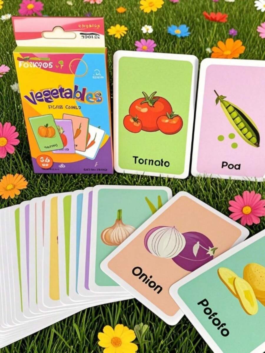 SHEIN 36 piezas/Set Tarjetas didácticas de aprendizaje de inglés. Tarjetas didácticas a color ...