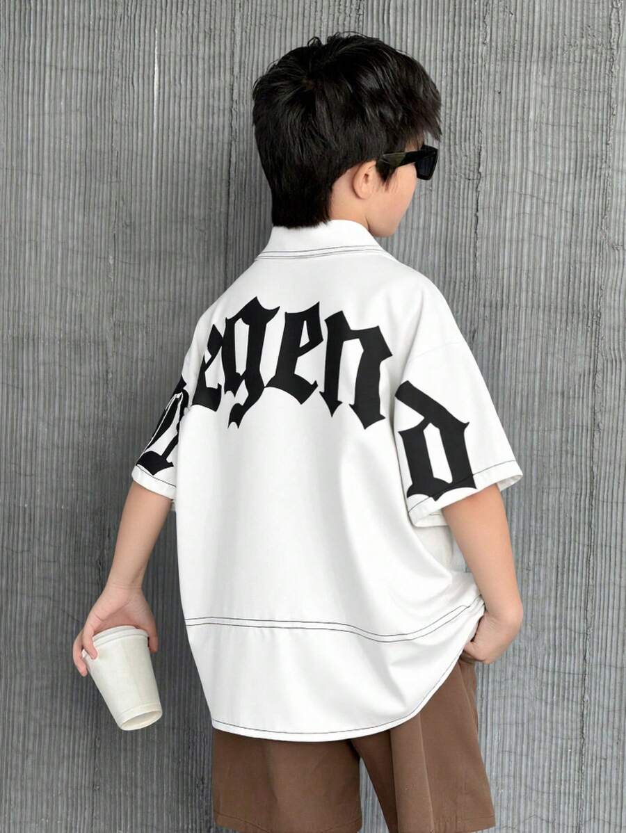 SHEIN Leap Crew Kids/Tween Boys Casual Versatile Comfortable Street ...