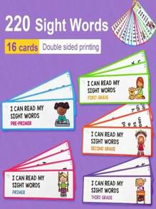 SHEIN 16 Pcs Cards 200 Sight Words Flashcards, High Frequency 220 Words ...