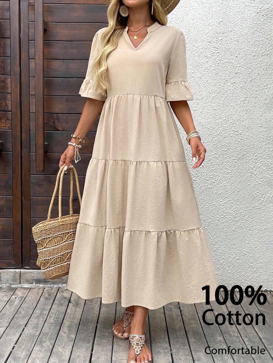 EMERY ROSE Summer Dresses For Women,Women's Solid Color Casual Long ...
