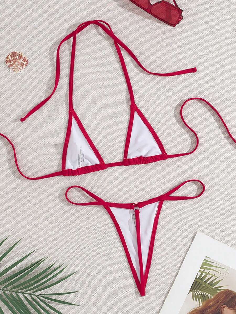 Swim SXY Conjunto de bikini de triángulo micro con anudado sexy, nuevo ...