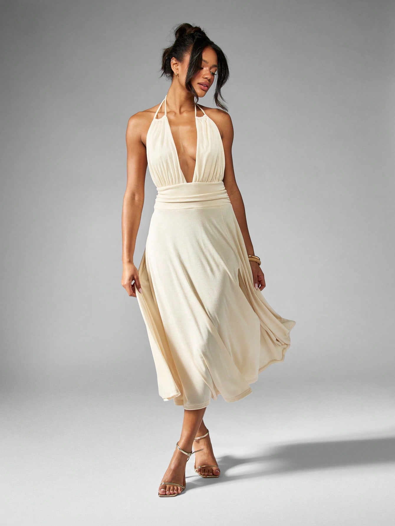 MISSGUIDED Elegant Halter Neck A Line Midi Dresses｜MISSGUIDED