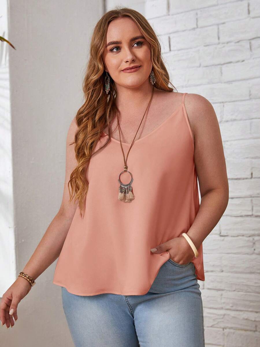 EMERY ROSE Canotta basic a tinta unita per taglie comode per donna ...