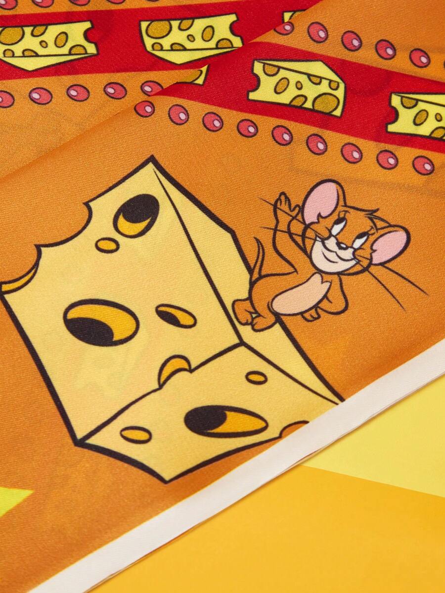 TOM & JERRY X SHEIN Pañuelo pequeño retro con patrón de queso amarillo ...