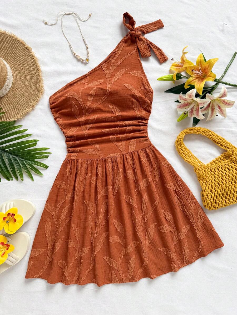 Soleia Urlaubs-Strukturkleid mit Schleife und kurzem Träger für Frauen ...