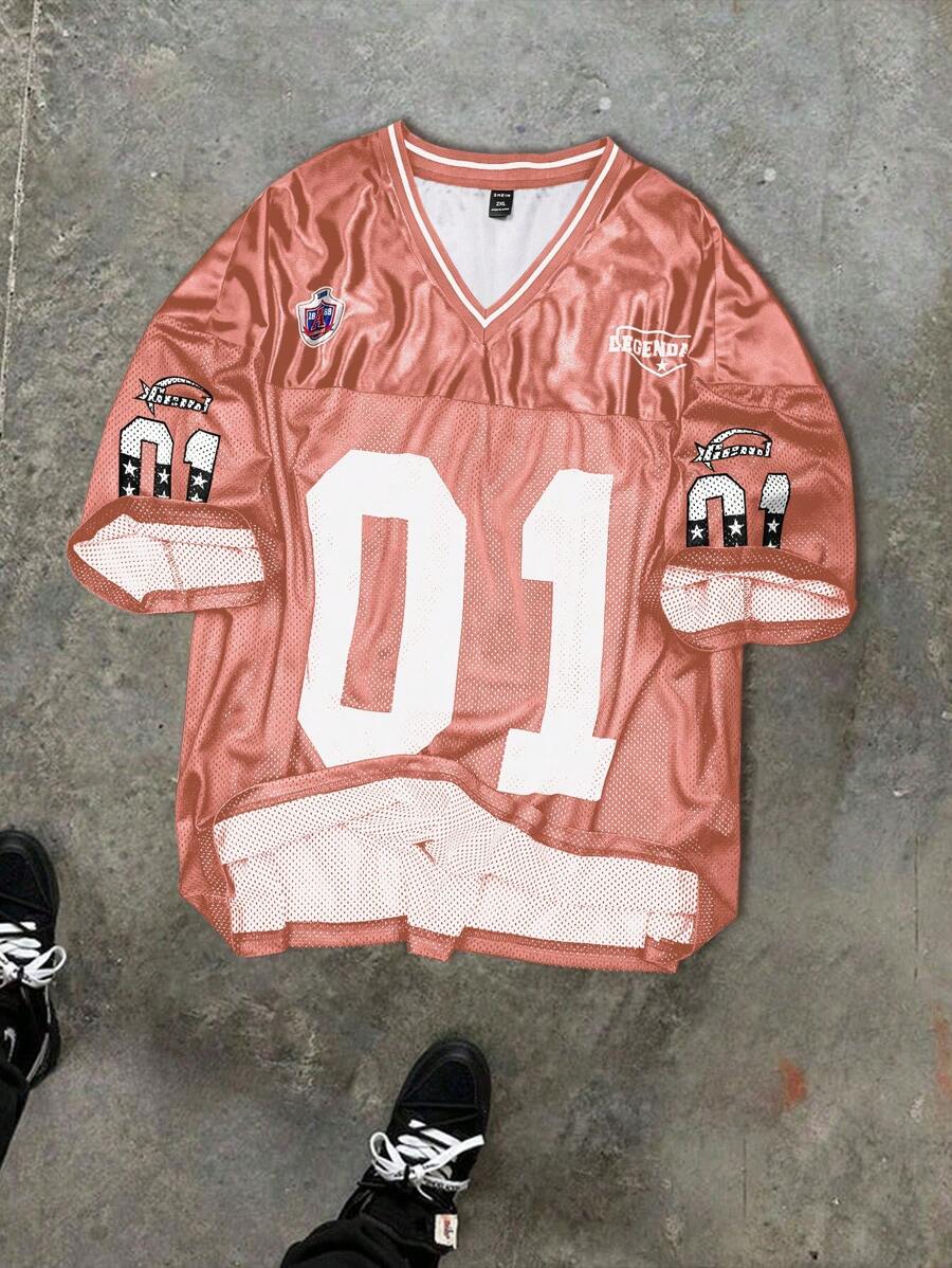 Manfinity Sporsity Plus Size Men Mesh Fabric Polo T-Shirt, V-Neck ...