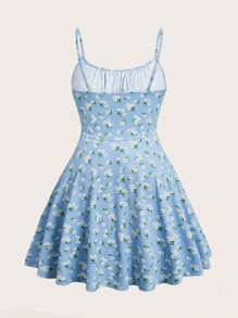 SHEIN EZwear Vestido Curto Tipo Malha Azul Claro Sexy com Alça Fina ...