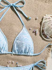 Swim Mod Women's Floral Texture Fabric Summer Resort Fresh Girly Bikini ...