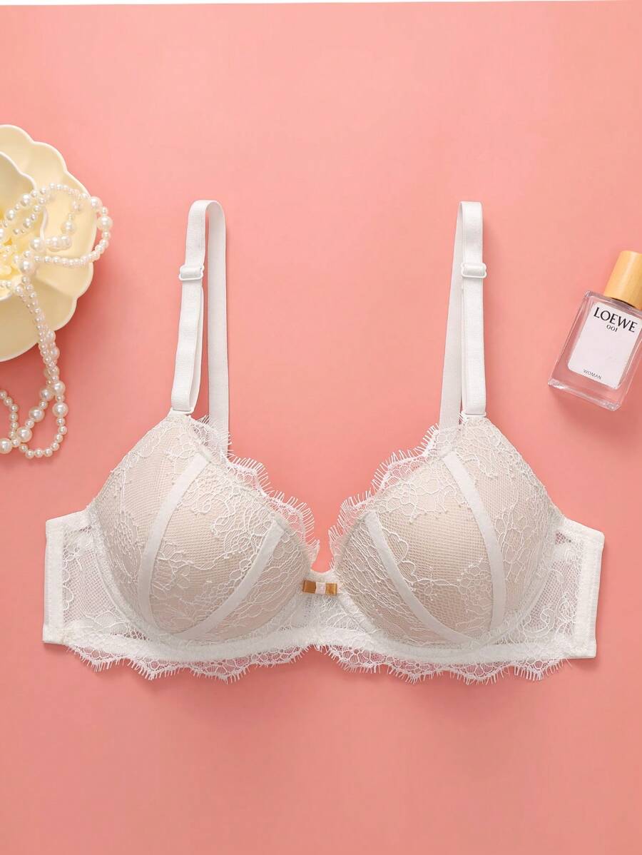 SHEIN 1pc Women Lace Bra With Underwire, Comfortable & Fashionable ...