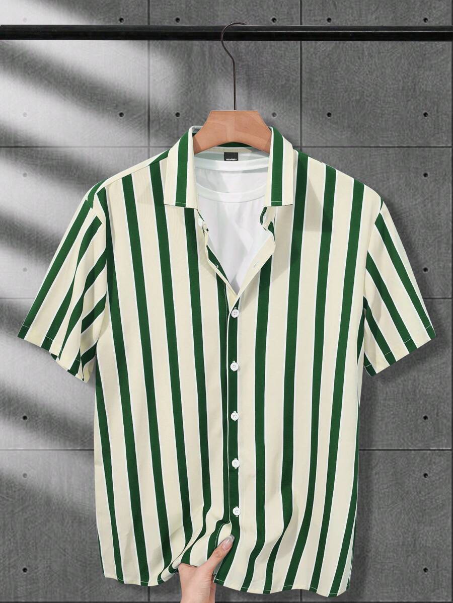 Manfinity Hypemode Men Casual Striped Shorts Sleeve Shirt For Summer ...