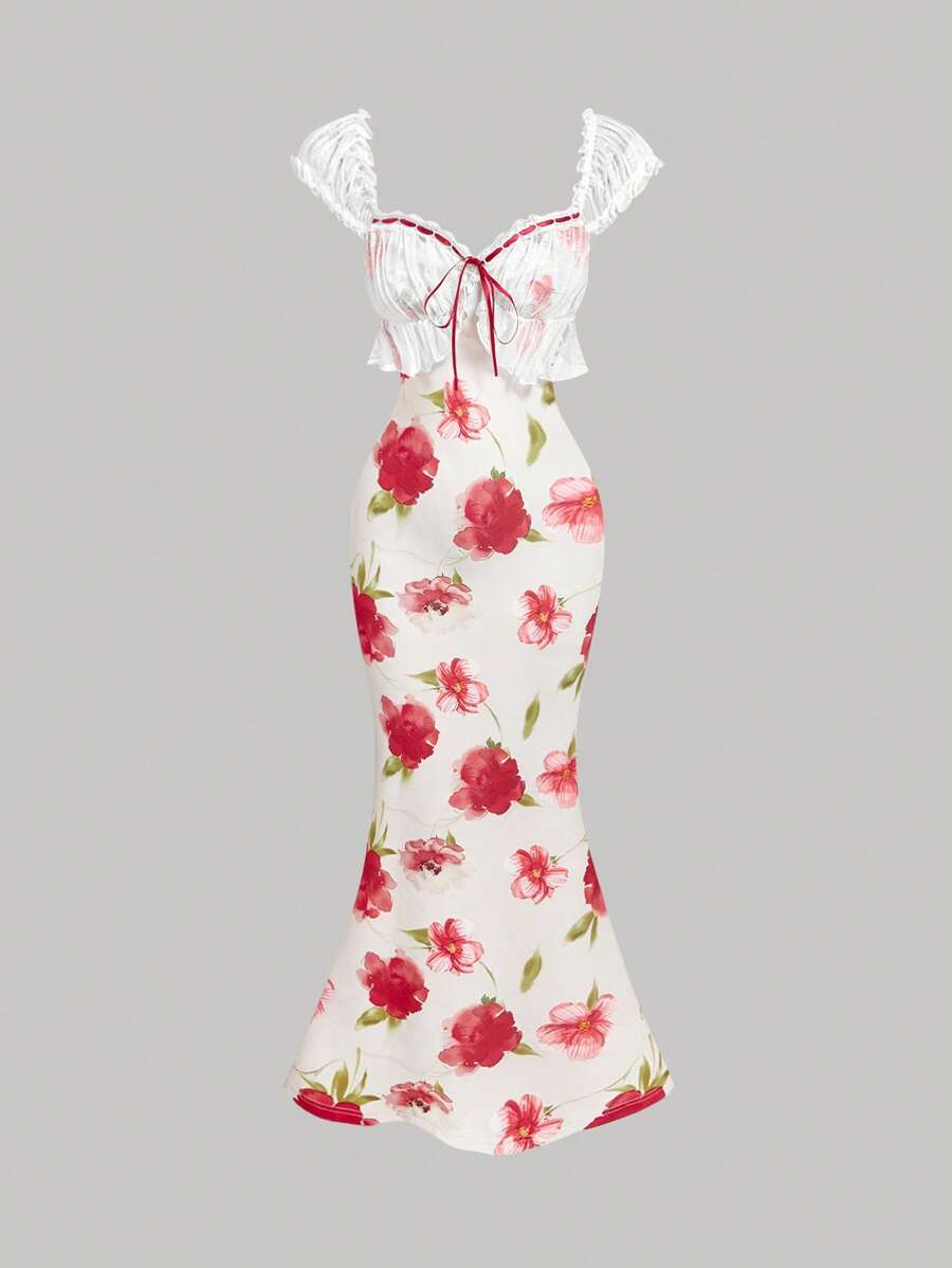 SHEIN MOD 2-In-1 Lace Retro Palace Style Slim Fit Long Dress, Women ...