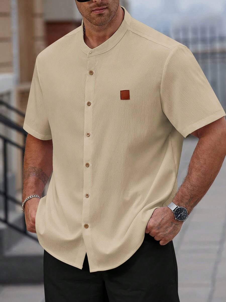 Manfinity CasualCool Plus Size Men's Summer Straw Decor Short Sleeve ...