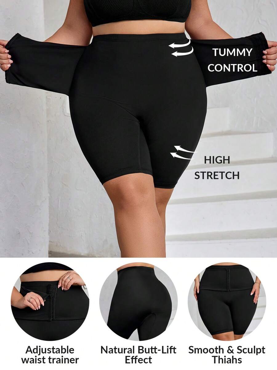 SHEIN CURVE+ Shorts de compresión de ajuste ceñido con control de ...