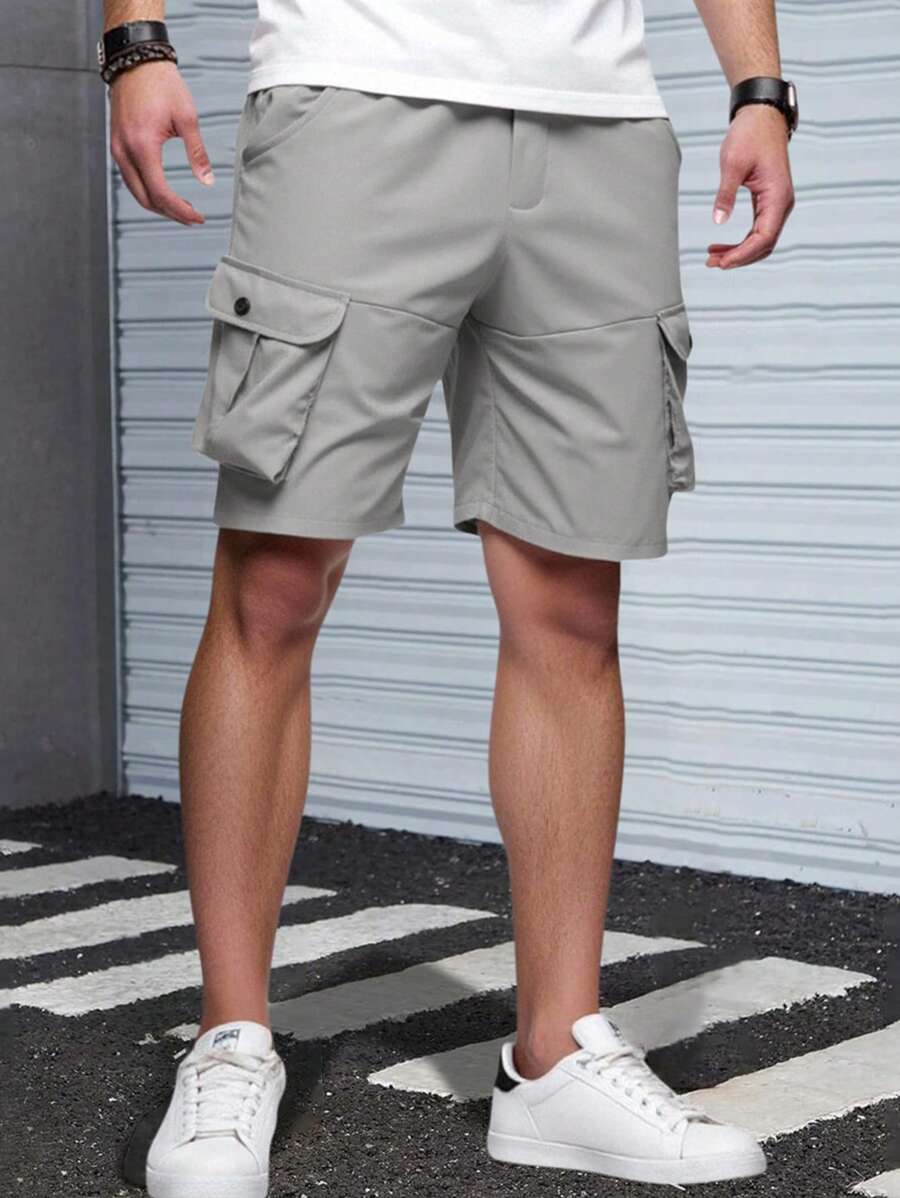 Manfinity Homme Men's Solid Color Pocket Casual Shorts, Suitable For ...