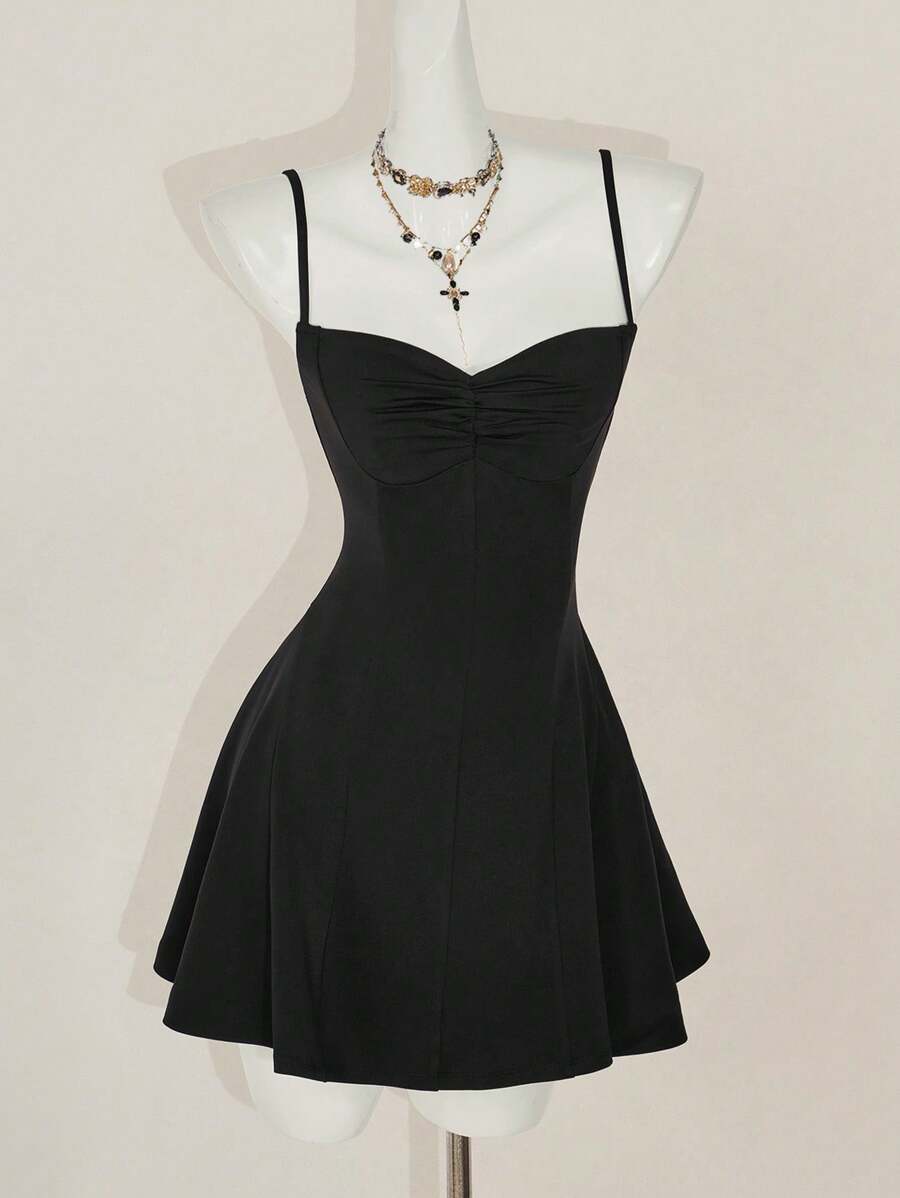 SHEIN ICON Women's Black Sexy Mini Party Spaghetti Strap Bodycon A-Line ...