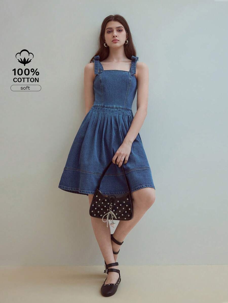 MOTF STUDIO VESTIDO VAQUERO CON DETALLE DE LAZO Y DRAPEADO | Mode de ...