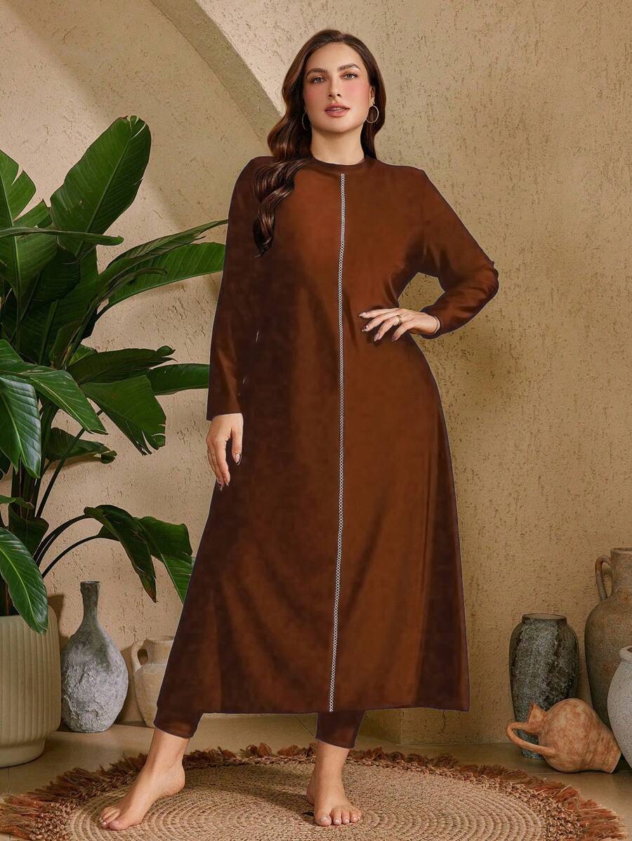 Swim Mulvari Plus Size 2 Pieces Women Solid Tankini Set: Line Decor ...