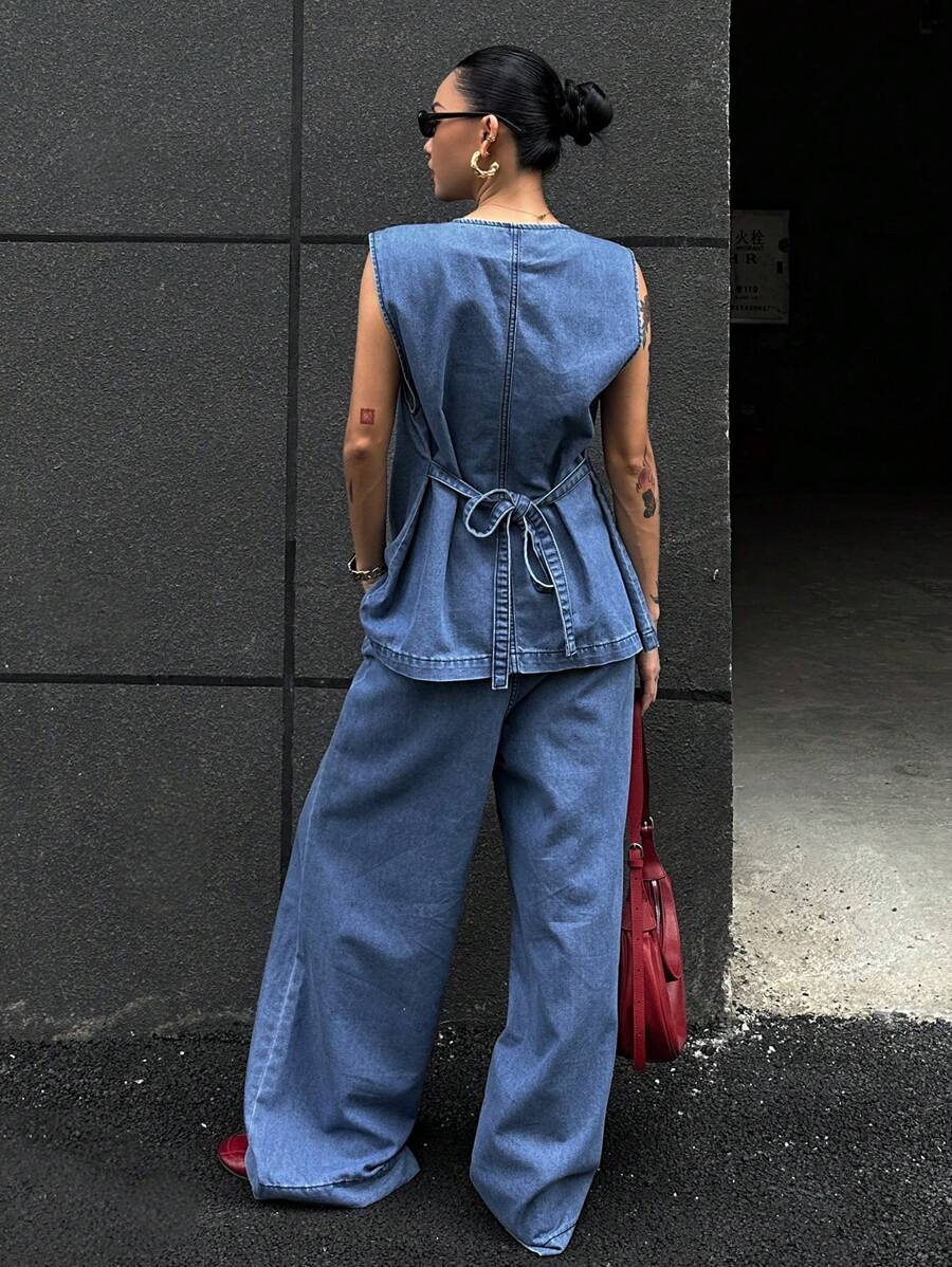 DAZY Summer New Loose Casual Vintage Style Women Denim Set | SHEIN USA