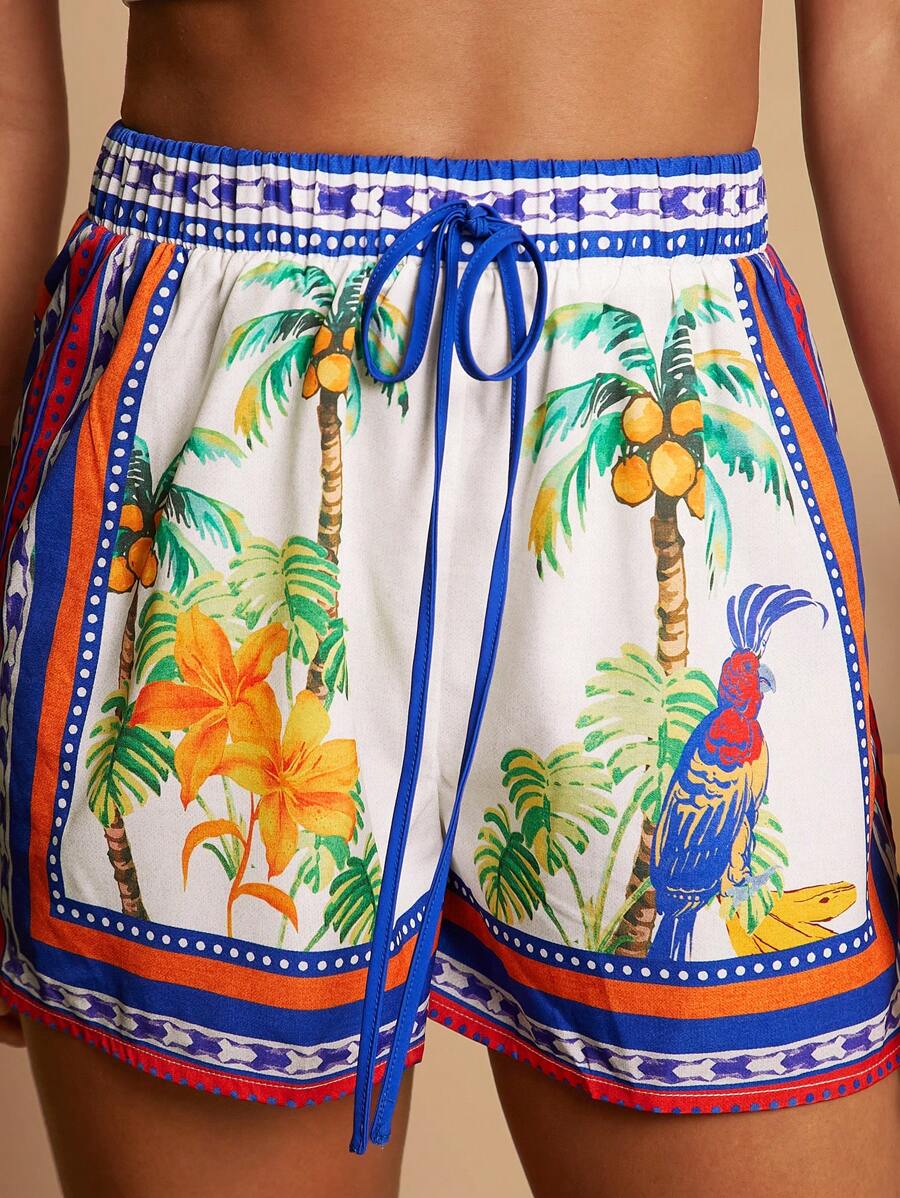 Travachic Tropical Print Summer Vacation Casual Shorts, Vacation,Summer ...