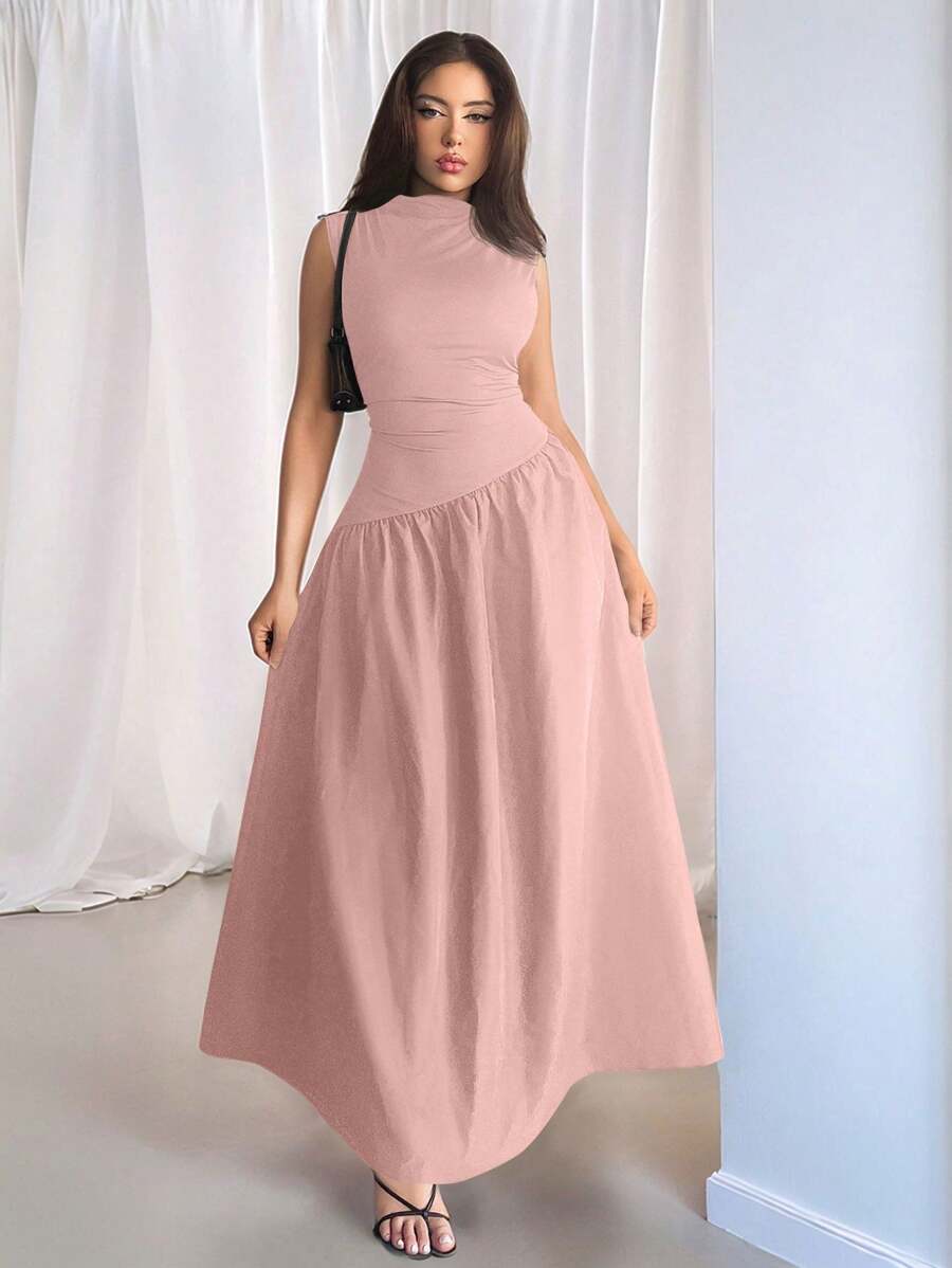 Firerie Women's Solid Color Asymmetric A-Line Waist Maxi Dress ...