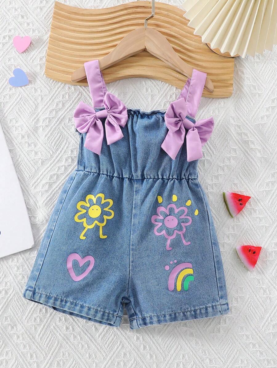 SHEIN Playful Pals Macacão de Bebê Menina Moda Contraste de Cor com ...