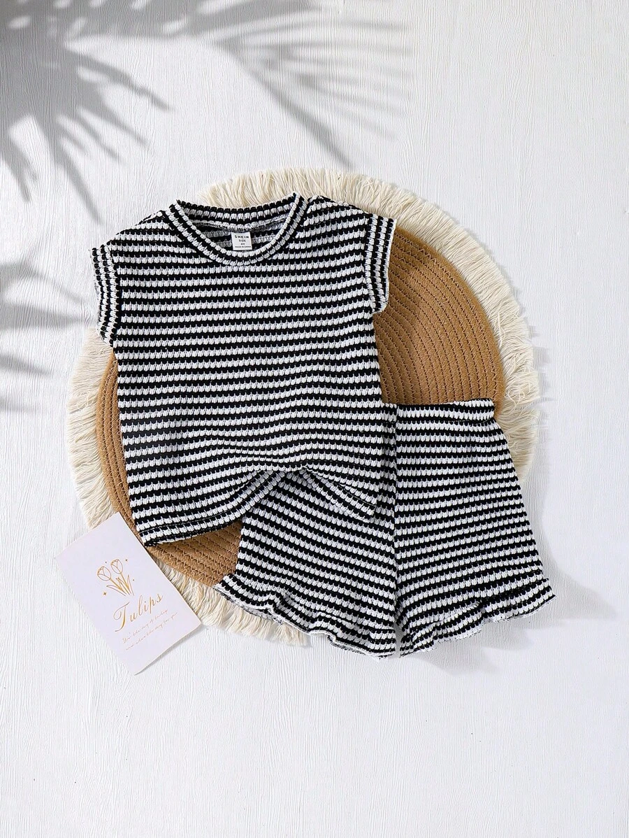 SHEIN Playful Pals 2pcs/Set Girls (Small) Black & White Jacquard Knit ...