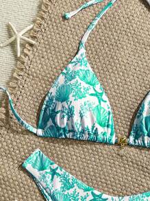 Swim Mod 2pcs/Set Summer Holiday Random Printed Textured Fabric Gold ...