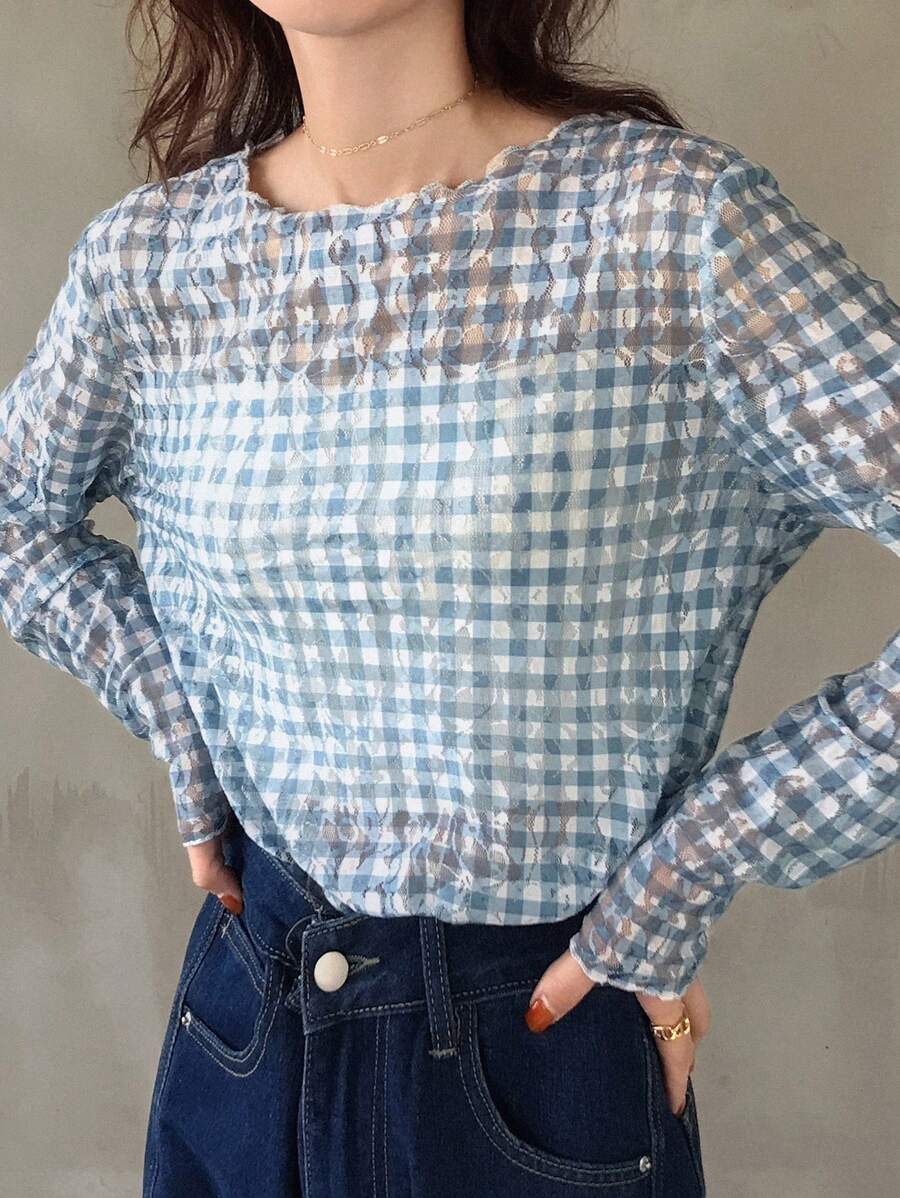 FRIFUL Women's Plaid Mesh See-Through Slim Fit Tank Top, Women's Beach ...