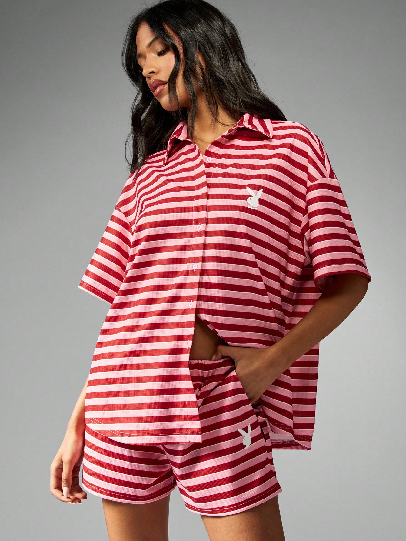 Missguided x Playboy Classic Retro Striped Two-Piece Coordinate ...