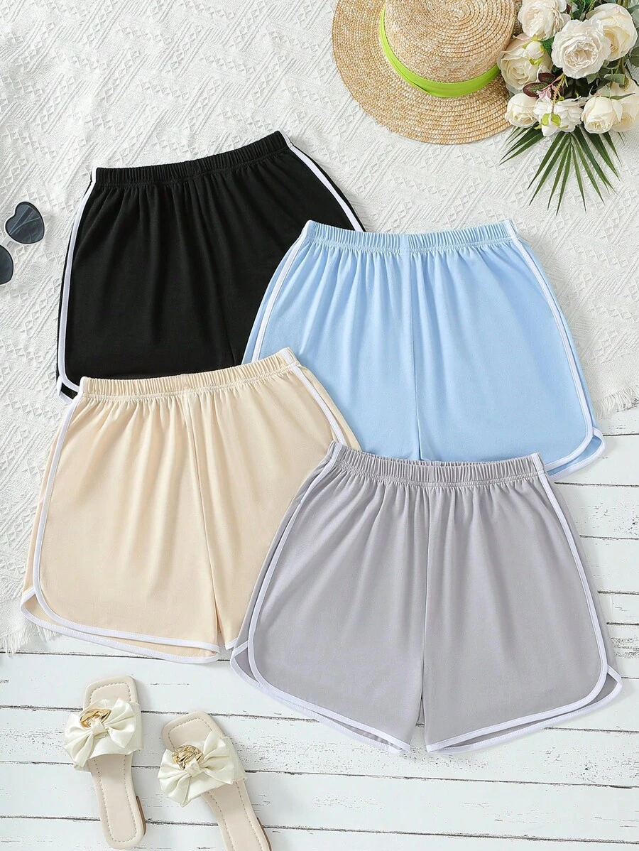 4pcs/Set Teen Girls' Knitted Shorts, Spring/Summer | SHEIN USA