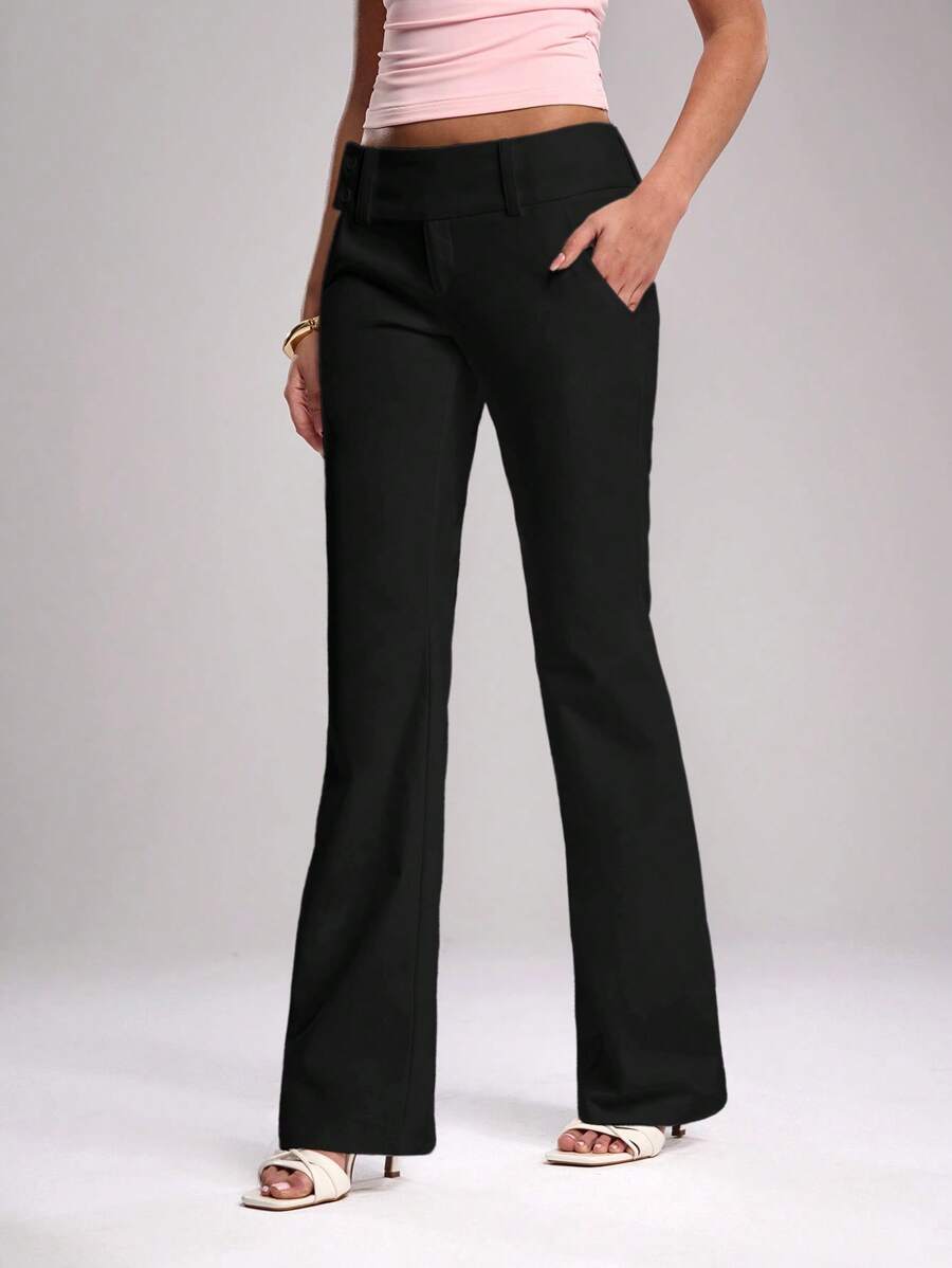 SHEIN BAE Damen Hose mit mittlerer Taille und Schlag, geeignet für ...