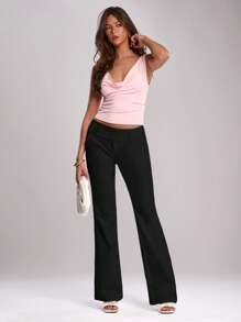 SHEIN BAE Damen Hose mit mittlerer Taille und Schlag, geeignet für ...