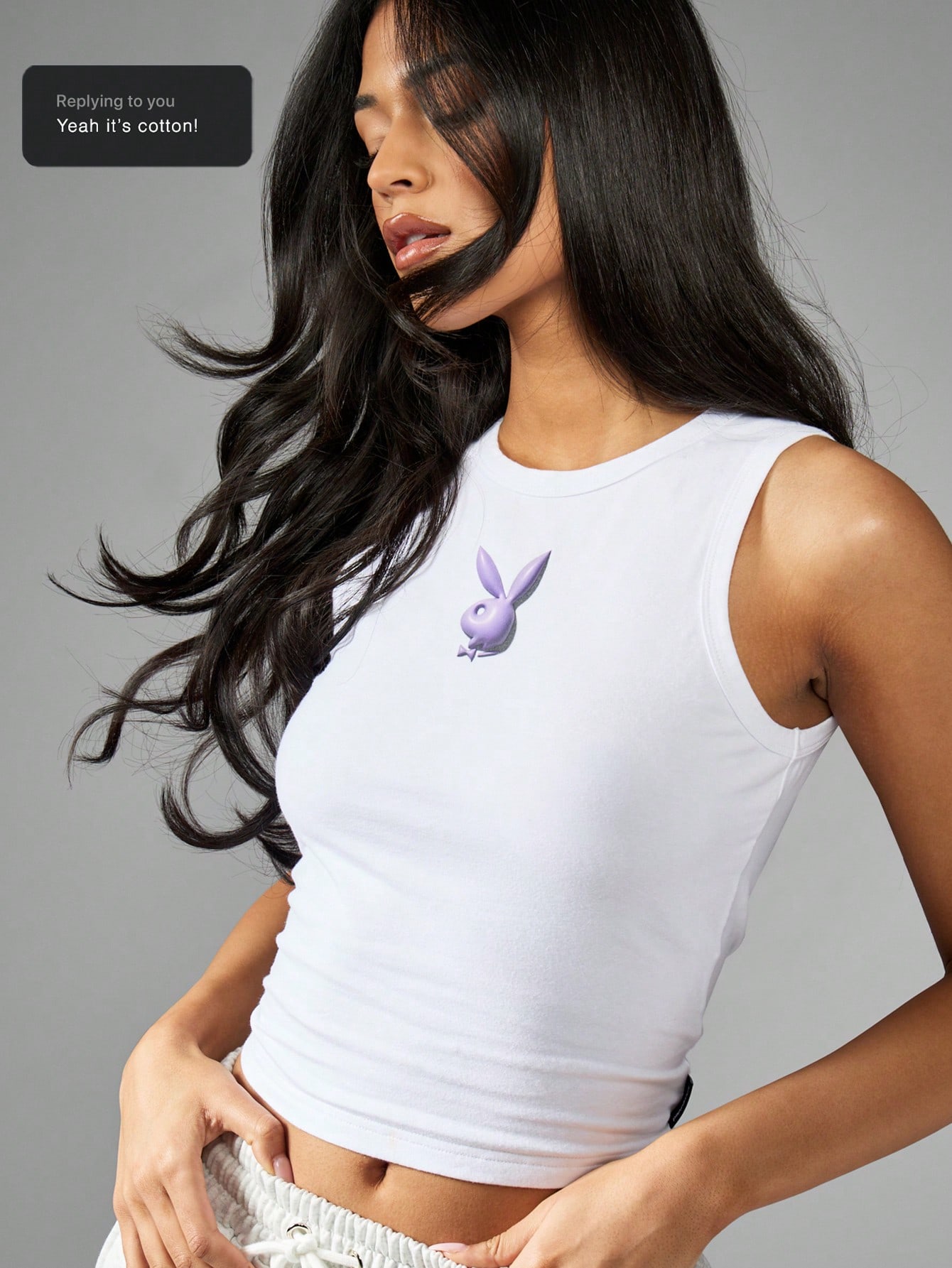 Missguided x Playboy Iconic Bunny Logo Crop Tank Top｜MISSGUIDED