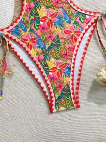 Swim Vcay Damen Badeanzug, florale Musterung, Bohemien Stil, Fransen ...