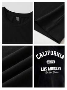 SHEIN EZwear Casual California Los Angeles Letter Slogan Loose Fit ...