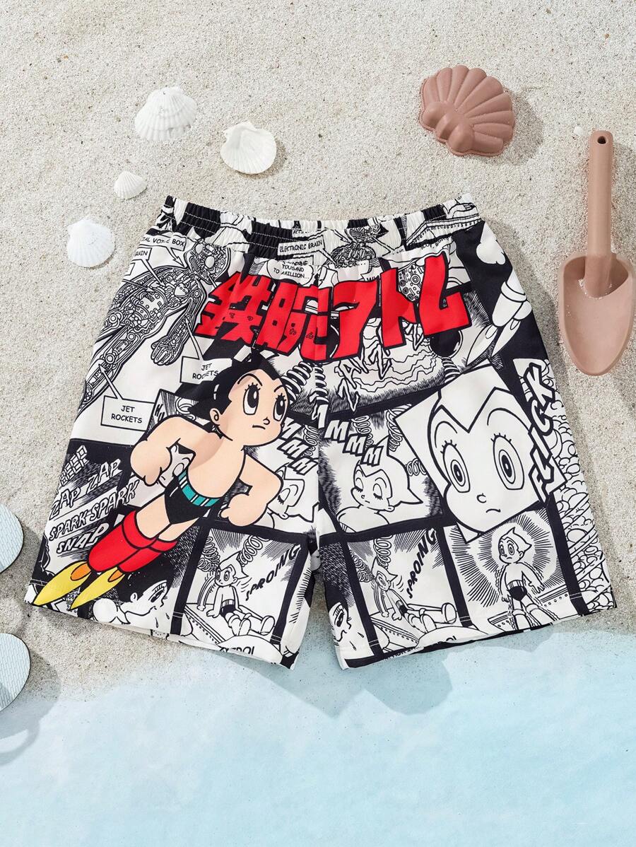 Astro Boy X SHEIN Tween Boy Zwart-wit stripboek puzzel print losse ...