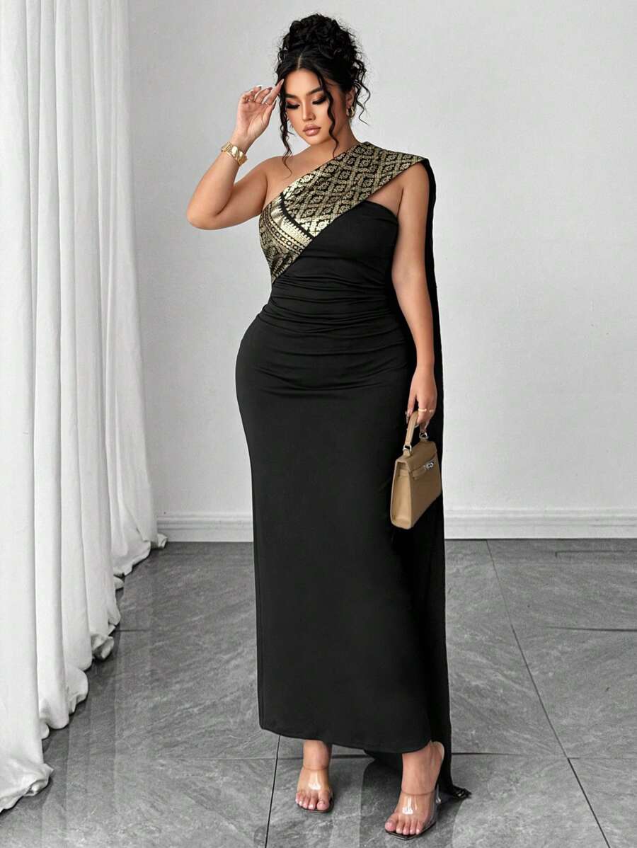 Elenzga Plus Size Middle Eastern Style Fitted Long Dress With Bandeau ...