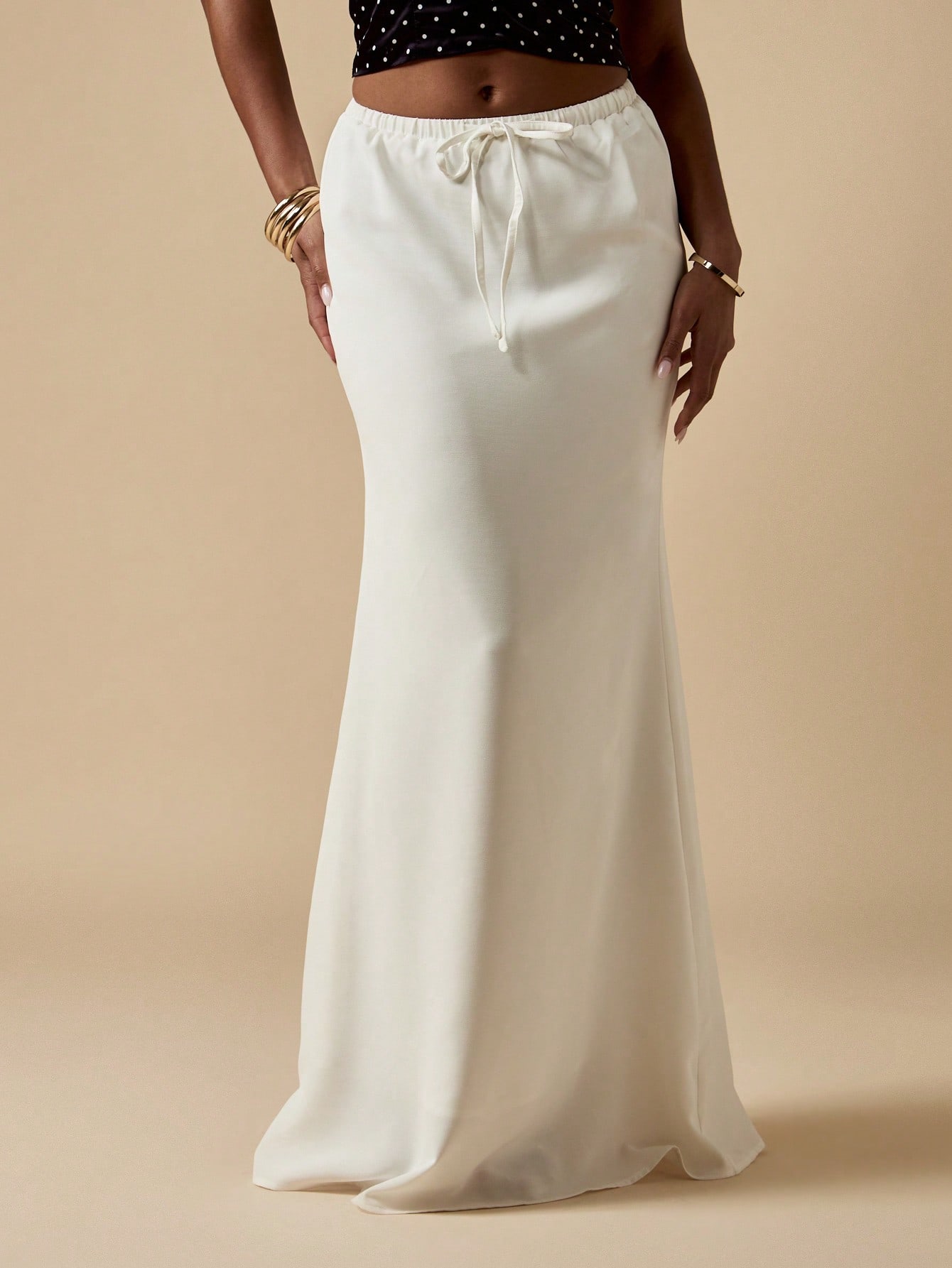 MISSGUIDED Elegant Linen Feel Drawstring High Waist Flowing Maxi Skirt ...