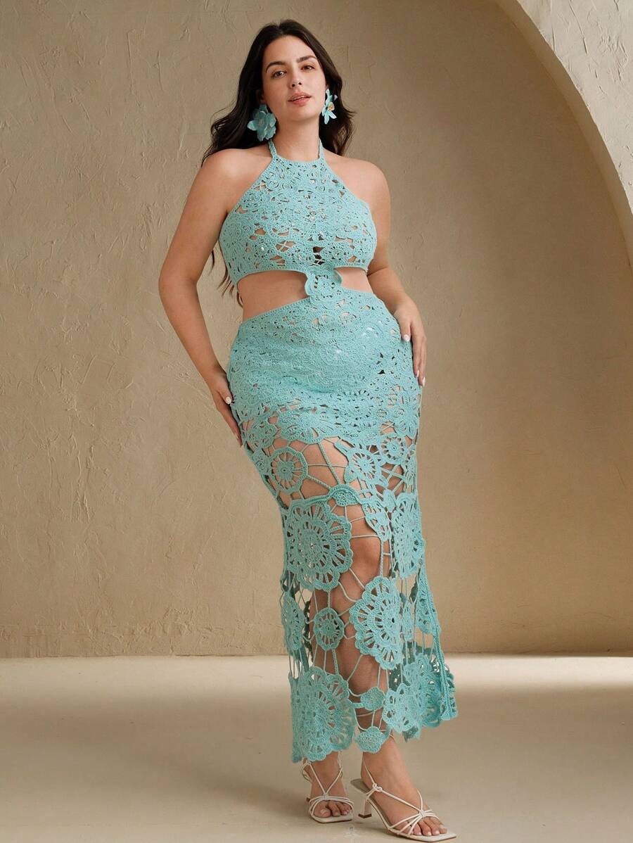 Anewsta Sexy Beach Resort Elegant Halter Waist Hollowed Rhinestone ...