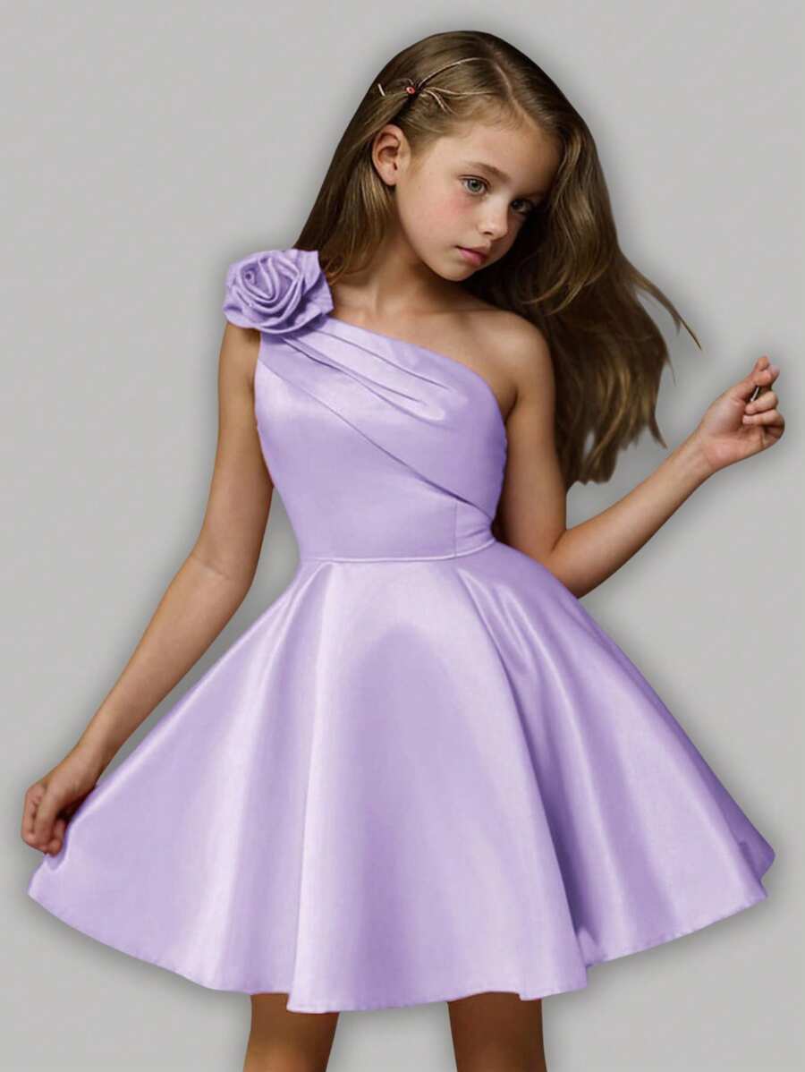 Girlism Tween Girl Elegant Luxurious Shoulder 3D Floral One Shoulder ...